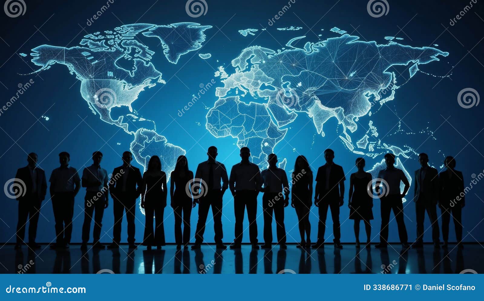 People Standing Silhouetted Against a Globallynetworked Backdrop ...