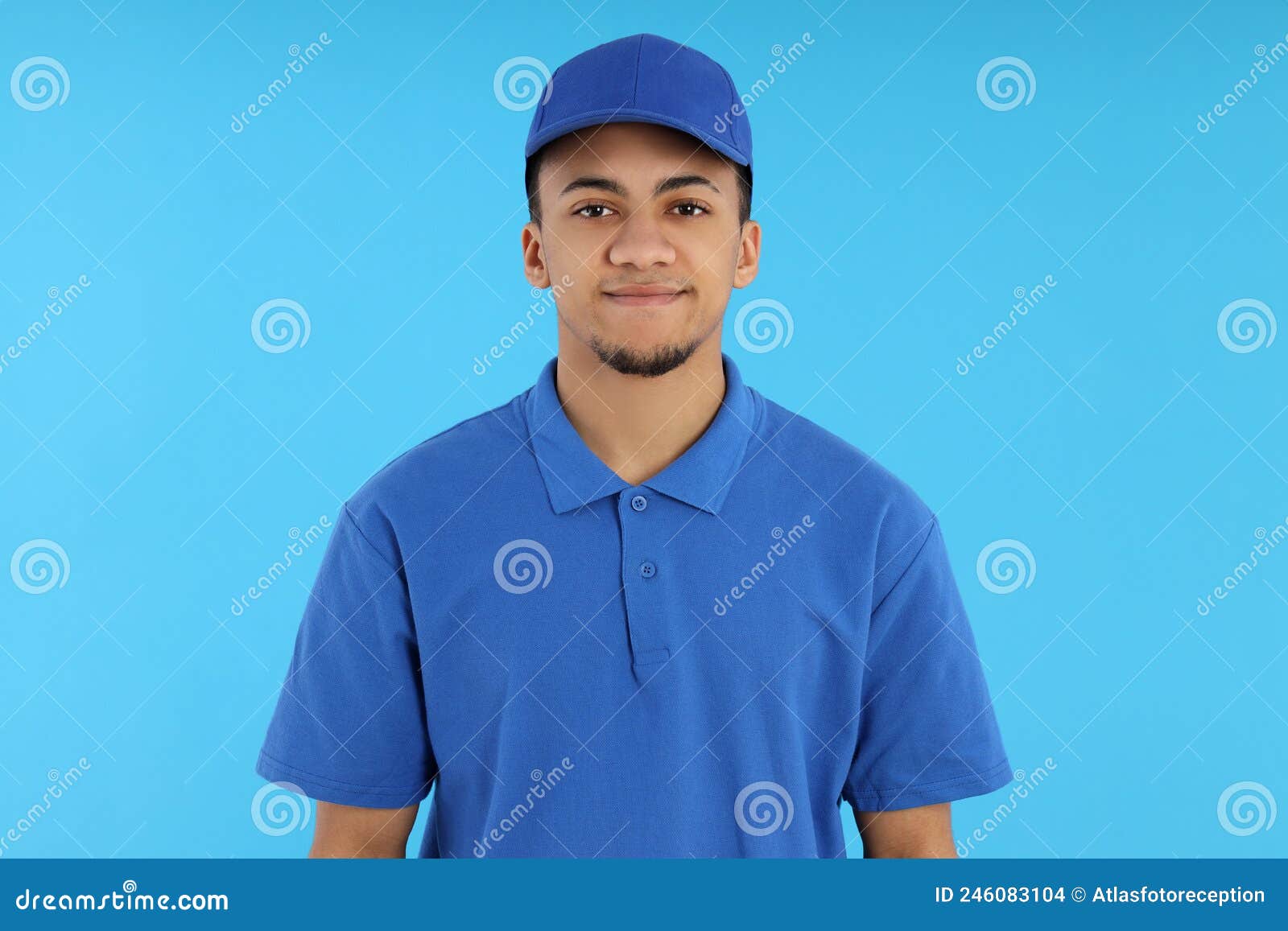 Concept of People with Young Man on Blue Background Stock Photo - Image ...