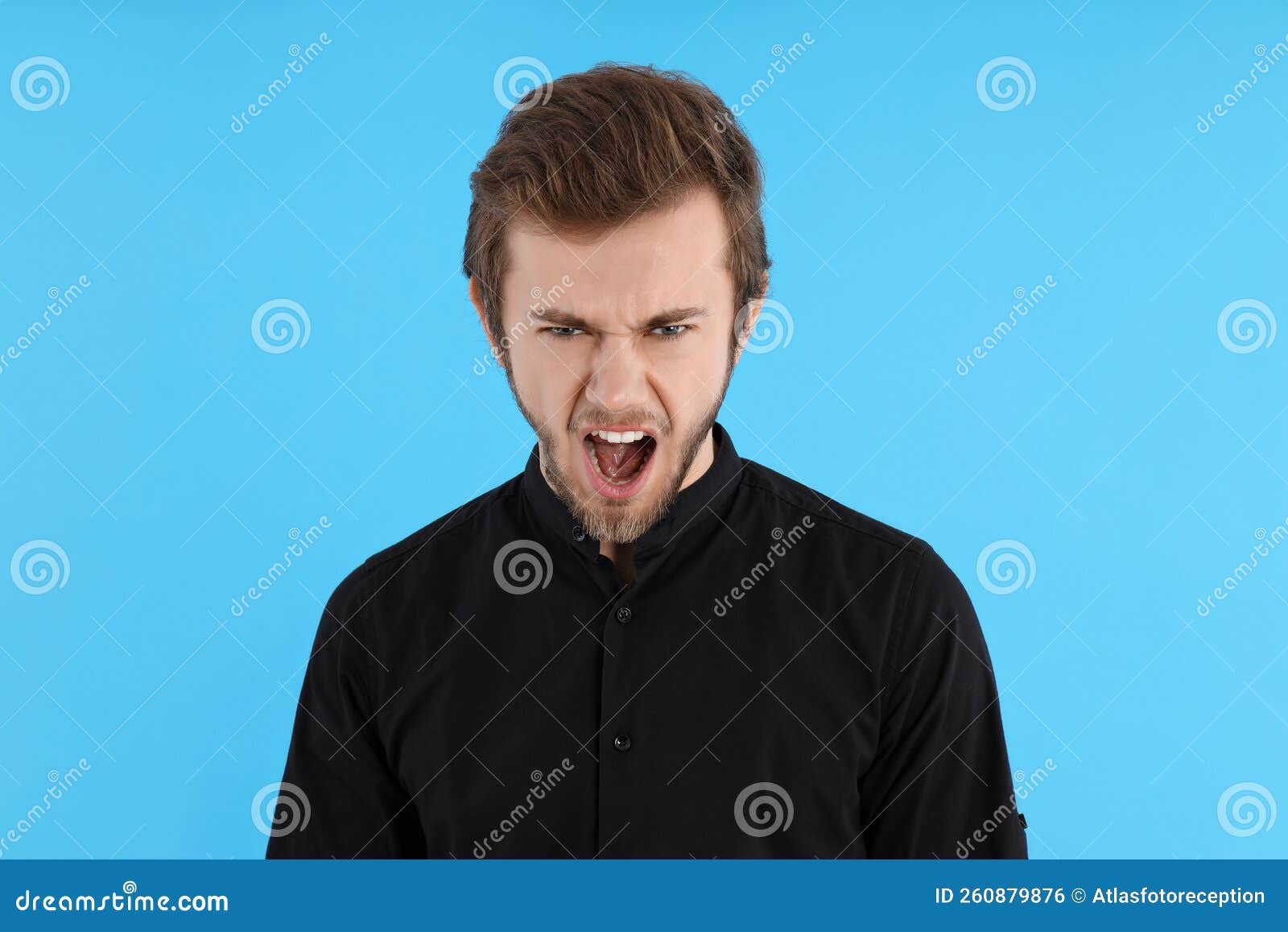 Concept of People, Young Man on Blue Background Stock Photo - Image of ...