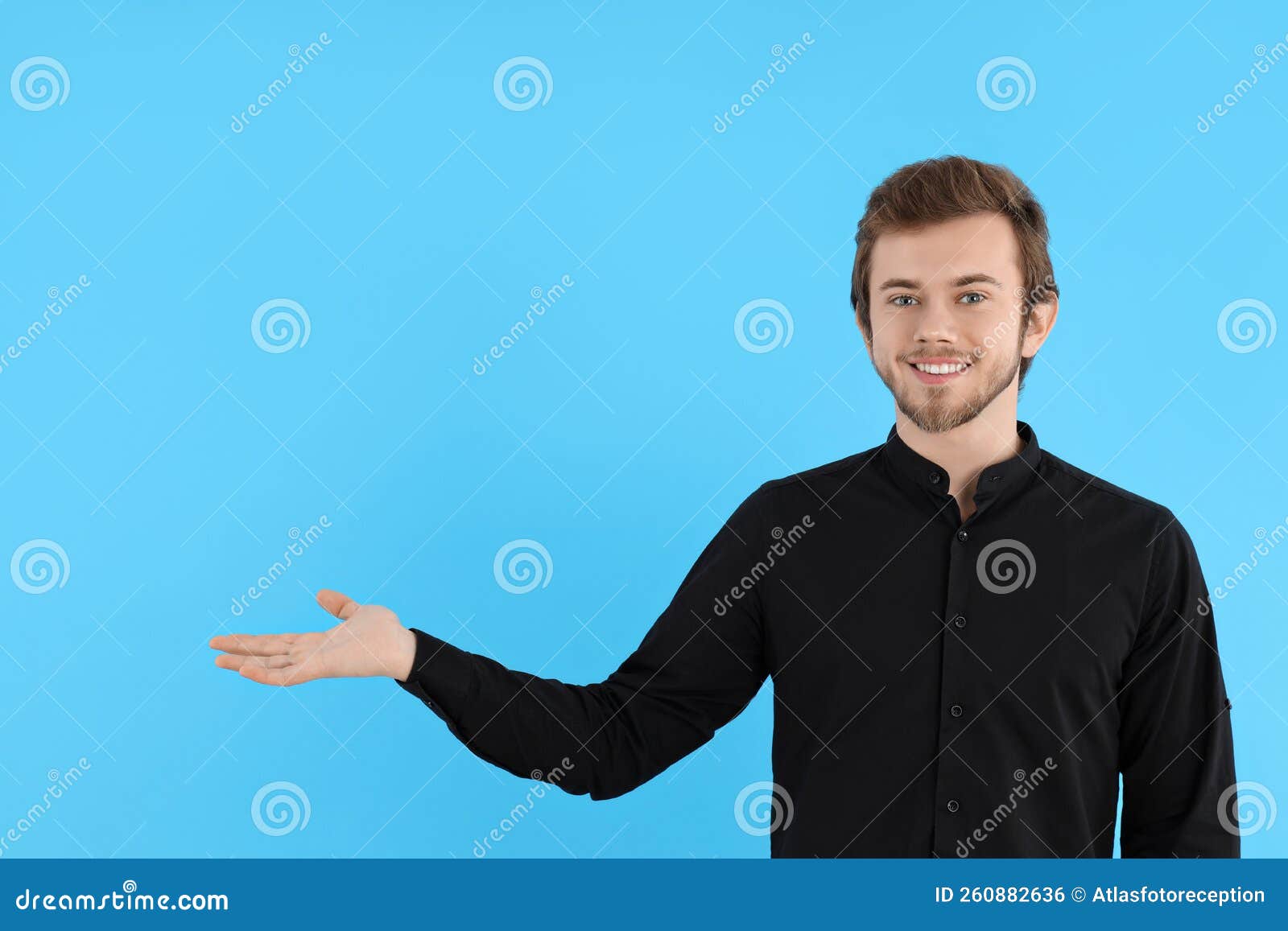 Concept of People, Young Man on Blue Background Stock Photo - Image of ...