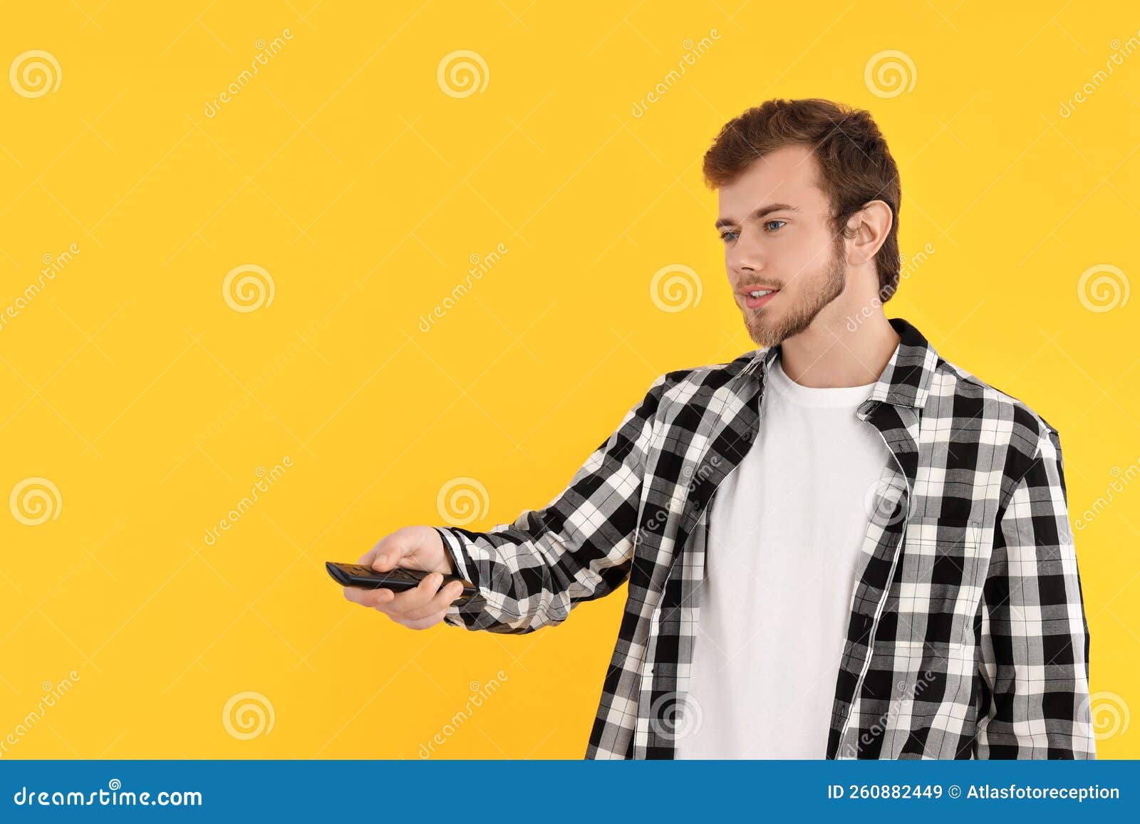 Concept of People, Young Man on Yellow Background Stock Image - Image ...