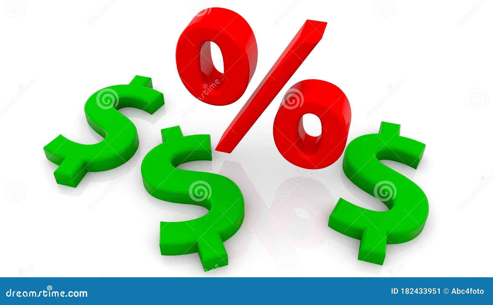 Concept of Percentage and Three Dollar Signs Stock Illustration ...