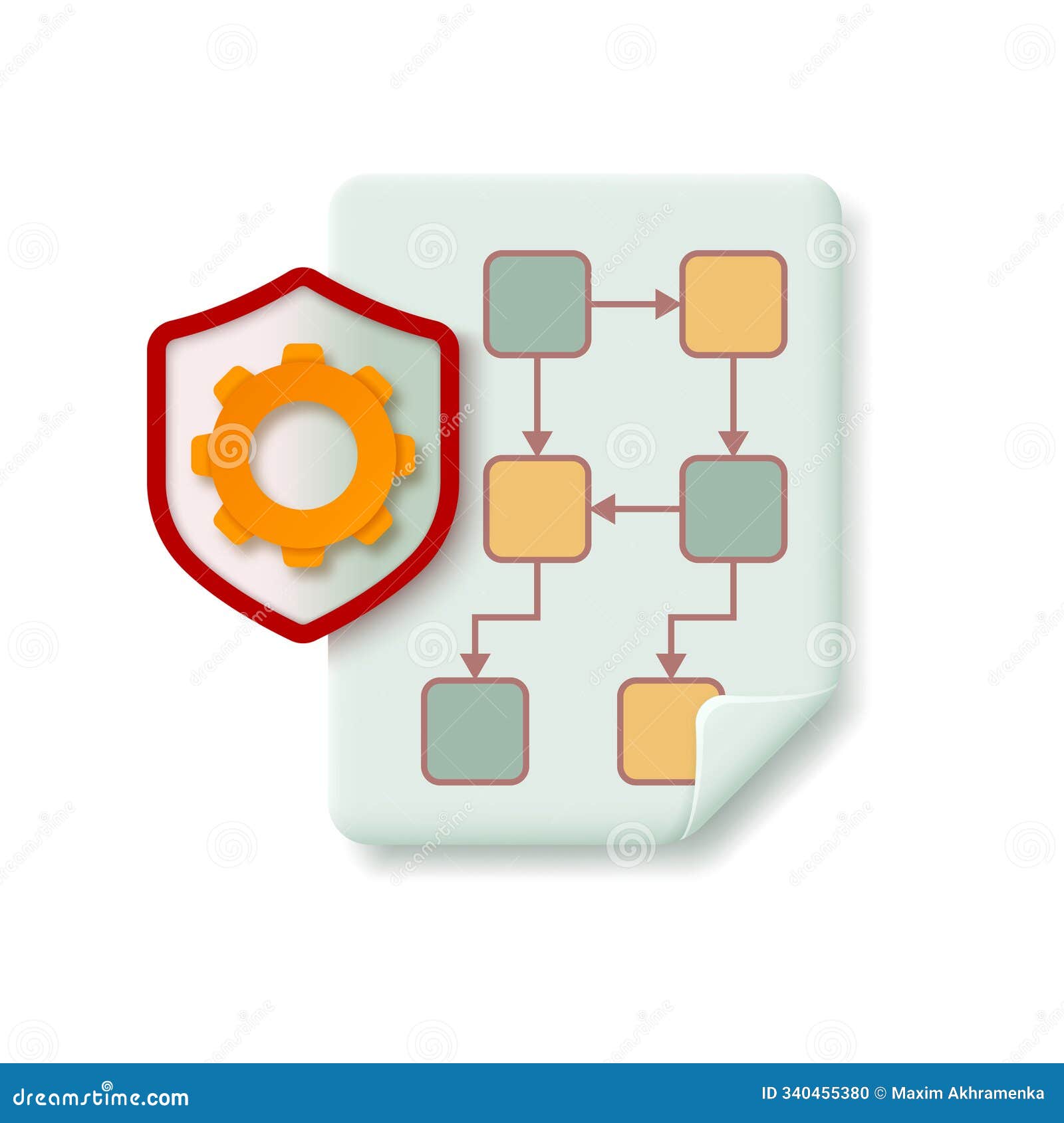 Concept of Performing Safety Procedure in 3d Shield and Gear Icon Style ...