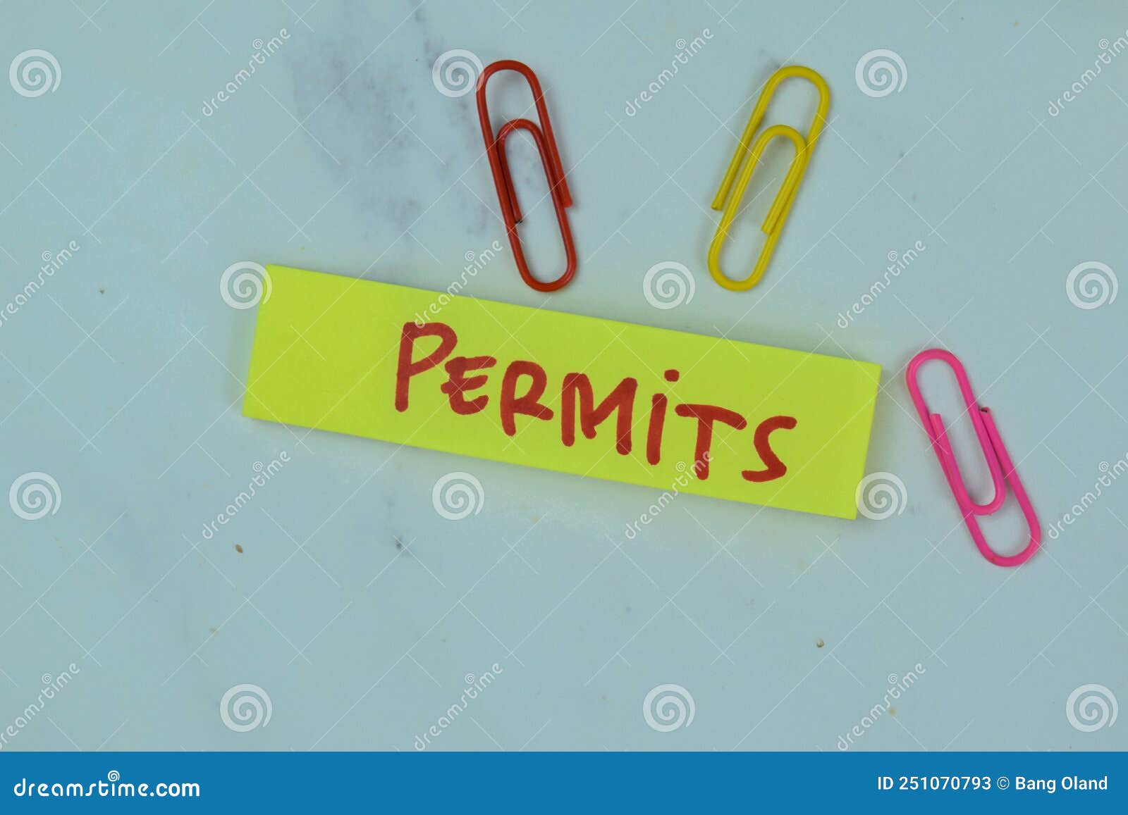 Concept of Permits Write on Sticky Notes Isolated on Wooden Table Stock ...