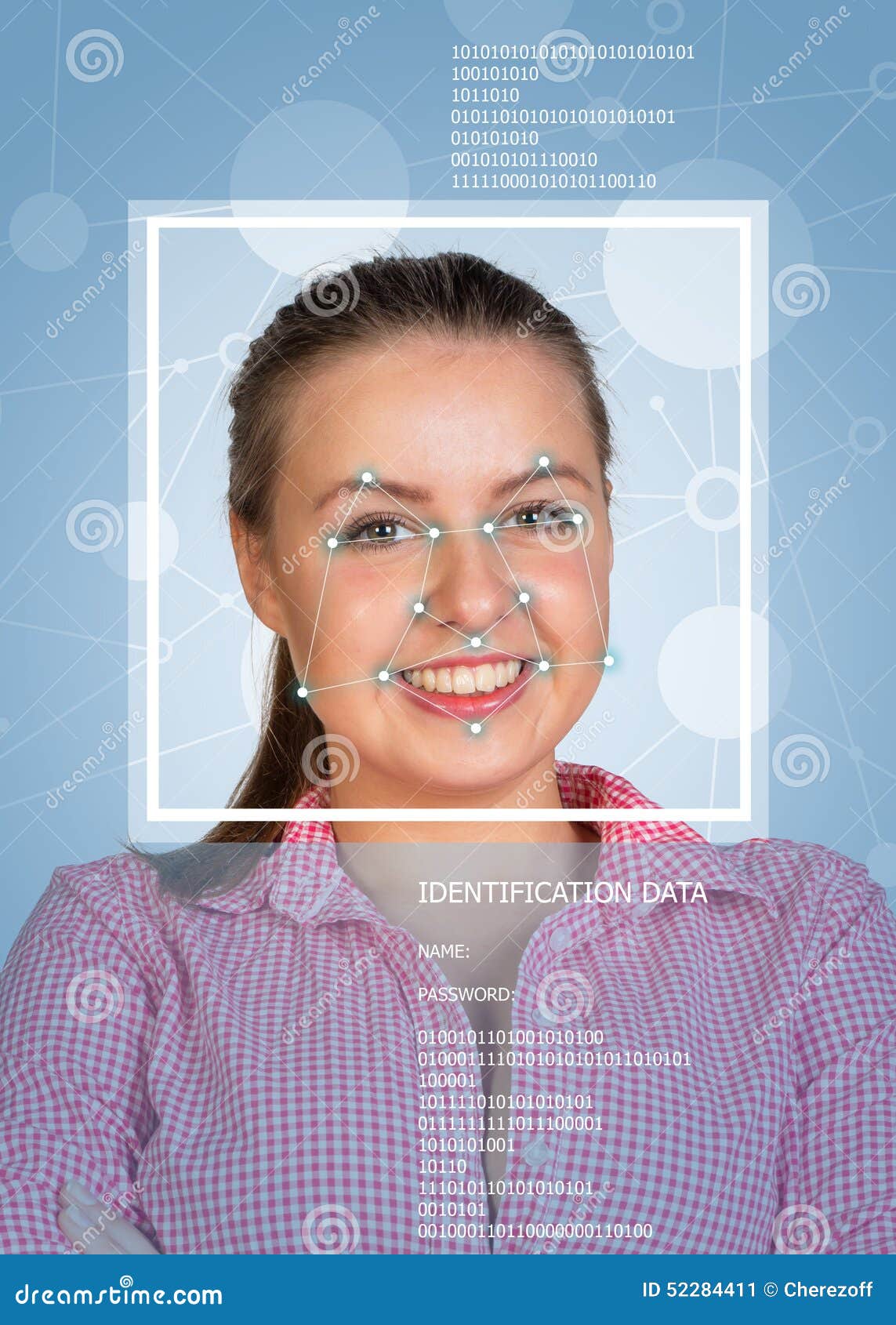 Concept of Person Identification. Girl Face with Stock Image - Image of ...