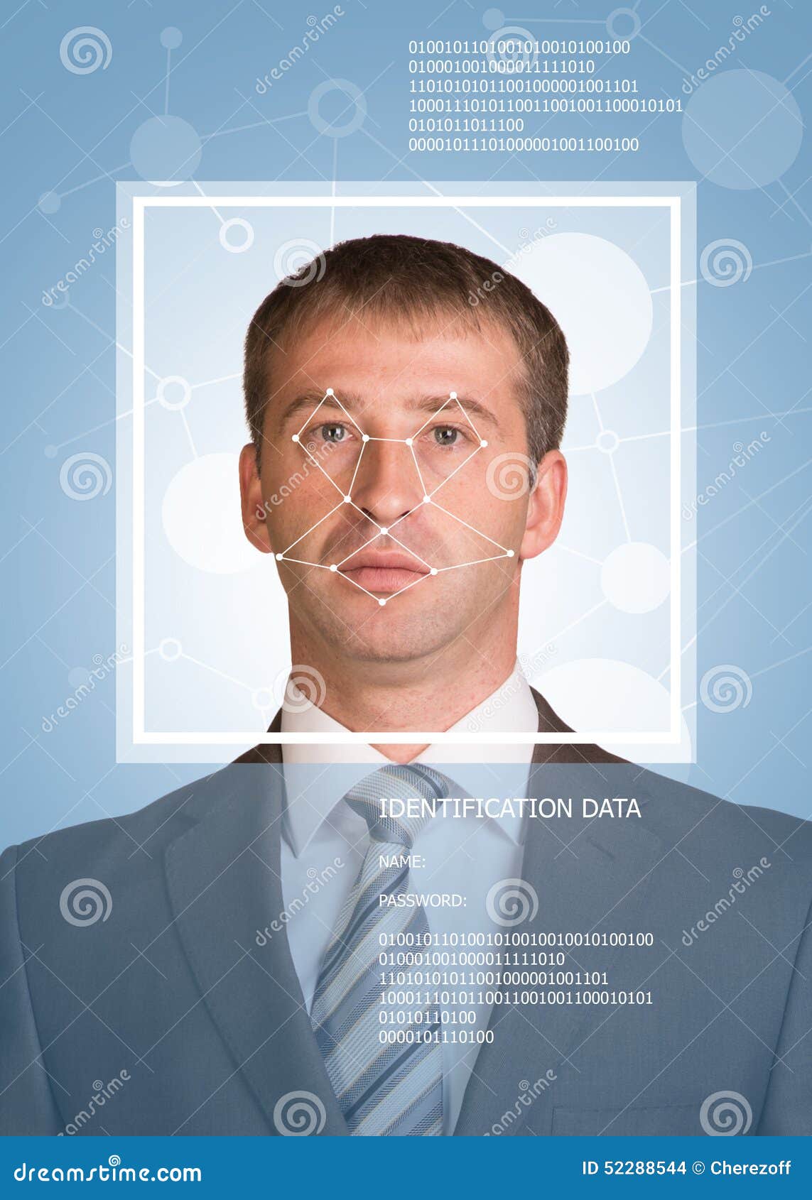 Concept of Person Identification. Man in Suit, Looking at Camera Stock ...