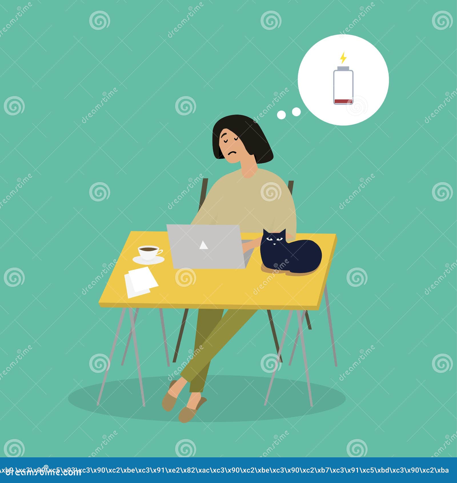 Concept of a Person Who is Exhausted, Vector Illustration Stock Vector ...