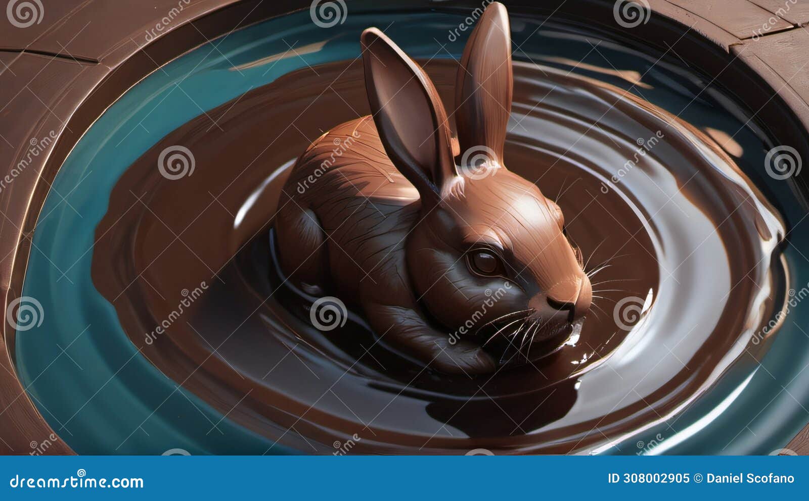 Photo Of Chocolatecovered Easter Bunny Swimming In A Pool Of Chocolate ...
