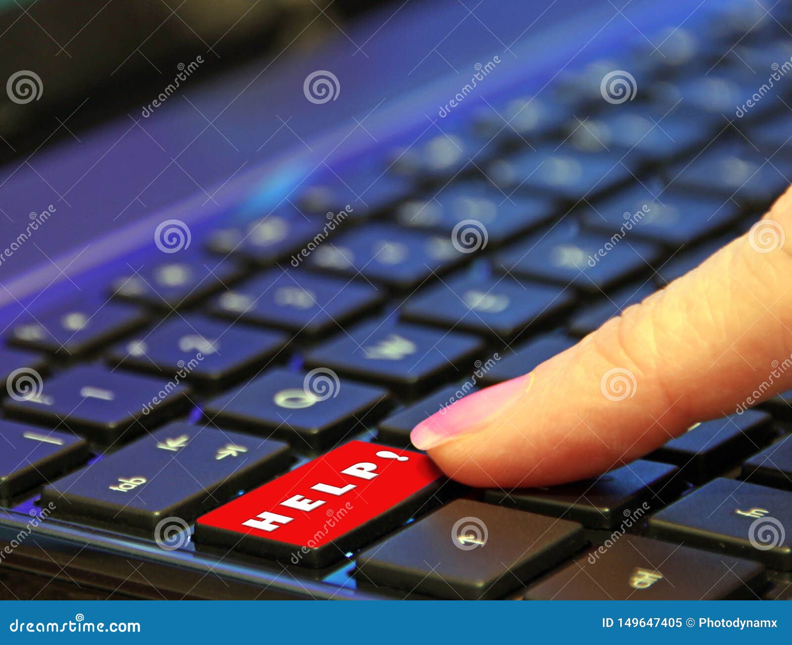 Digital Online Internet Red Help Button Finger Push Pressing Press ...