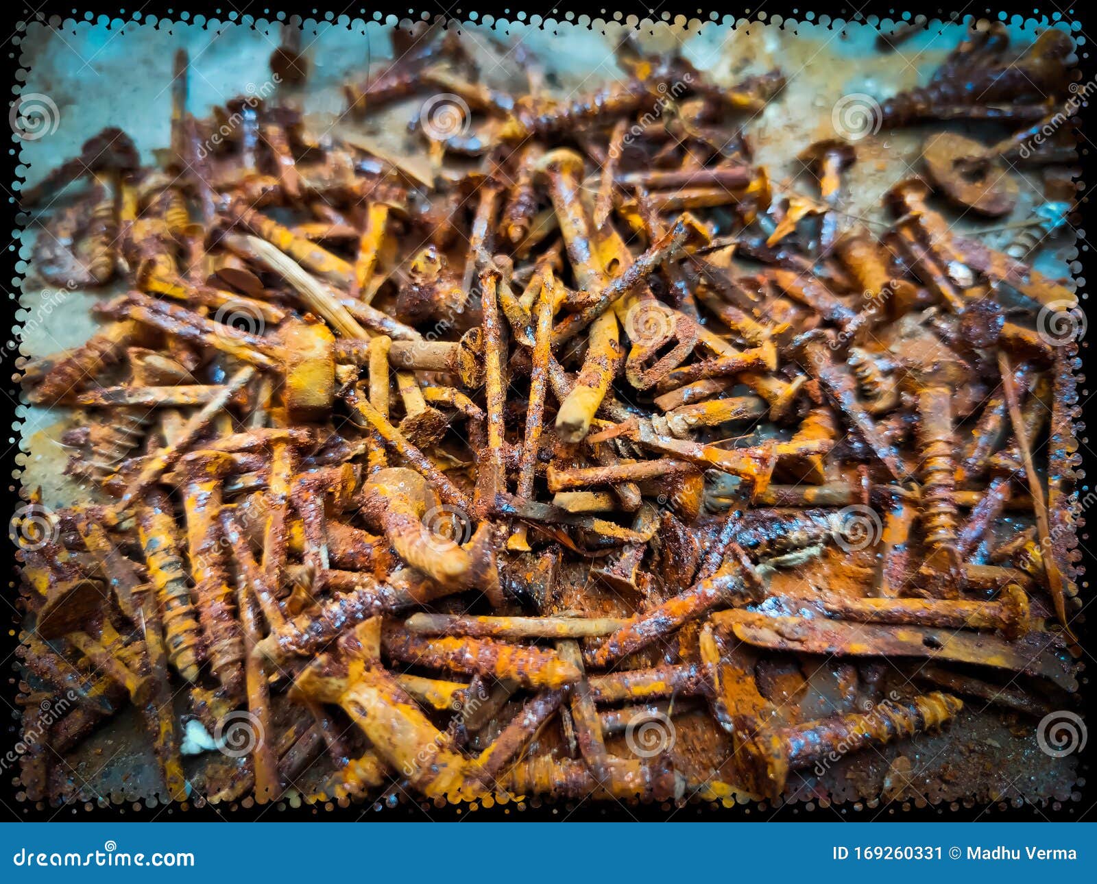 A Concept Pic of Slow Damage Rusting Process in Iron Nails and Nut ...
