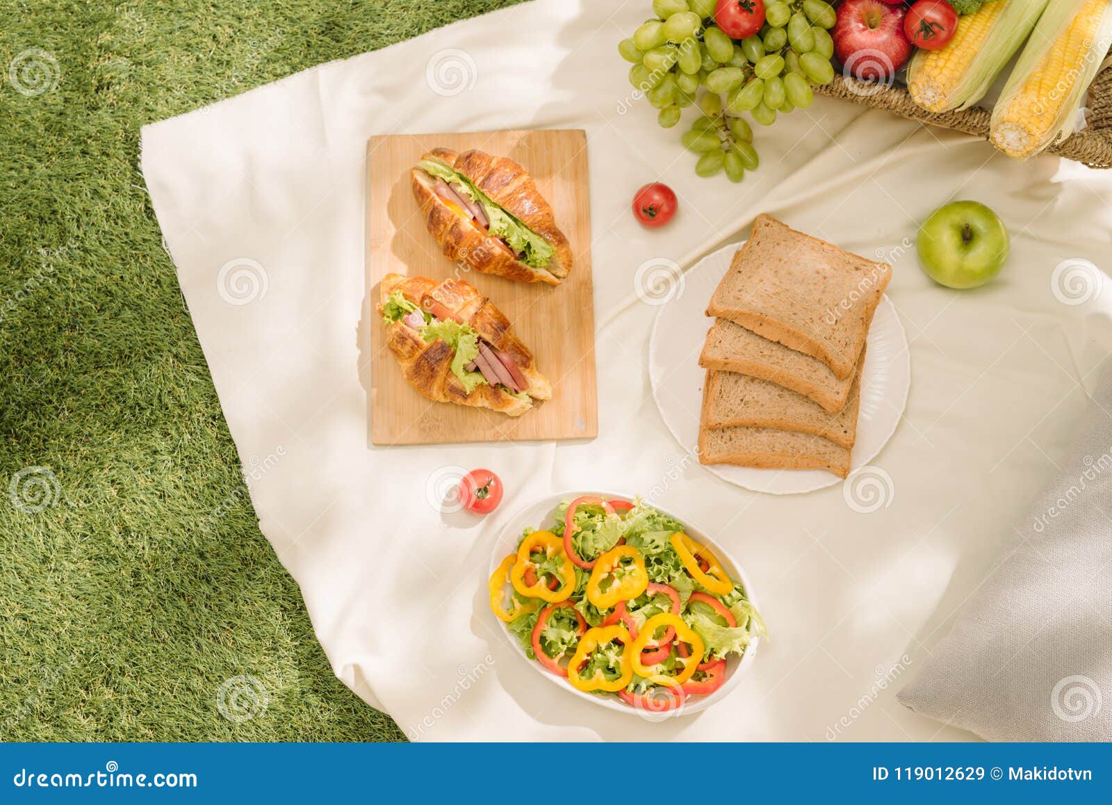 The Concept of a Picnic, Summer and Rest. Top View with Empty Sp Stock ...