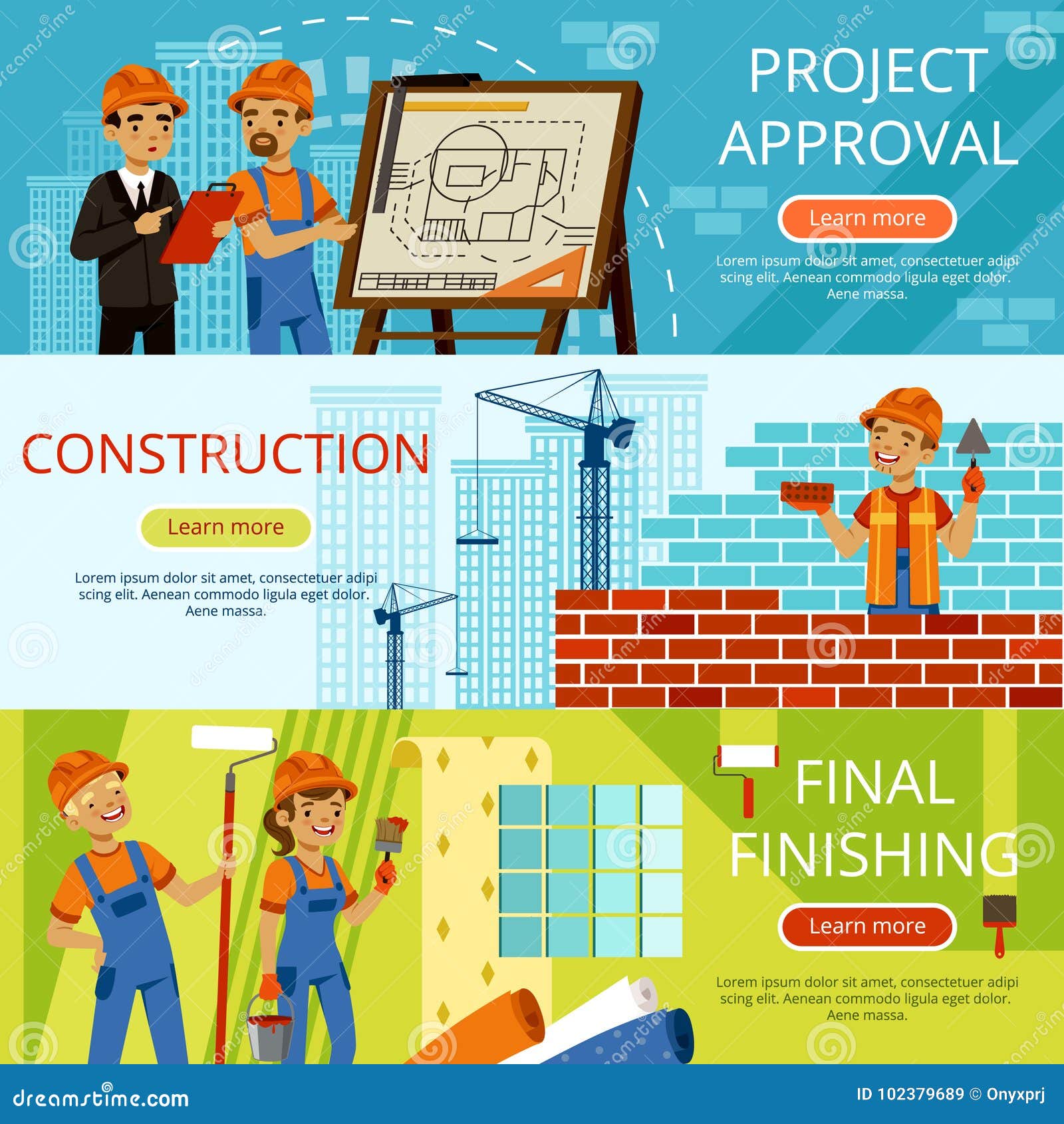 Concept Pictures of Construction Steps. Project of Building Stock ...