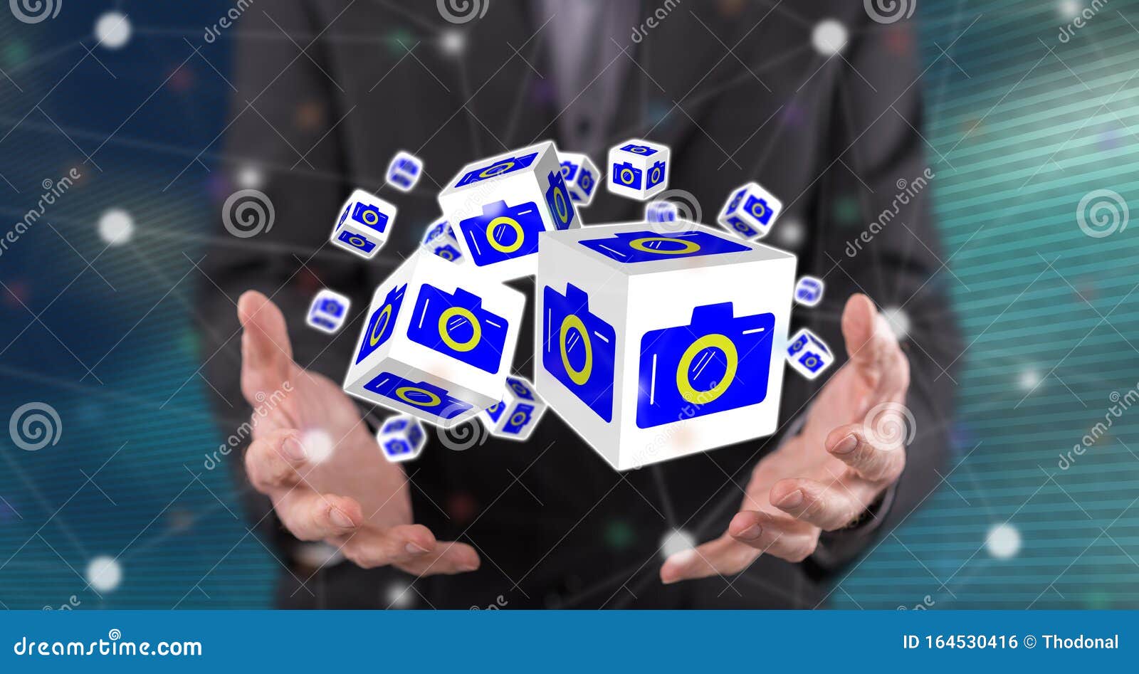 Concept of Pictures Sharing Stock Photo - Image of hand, background ...