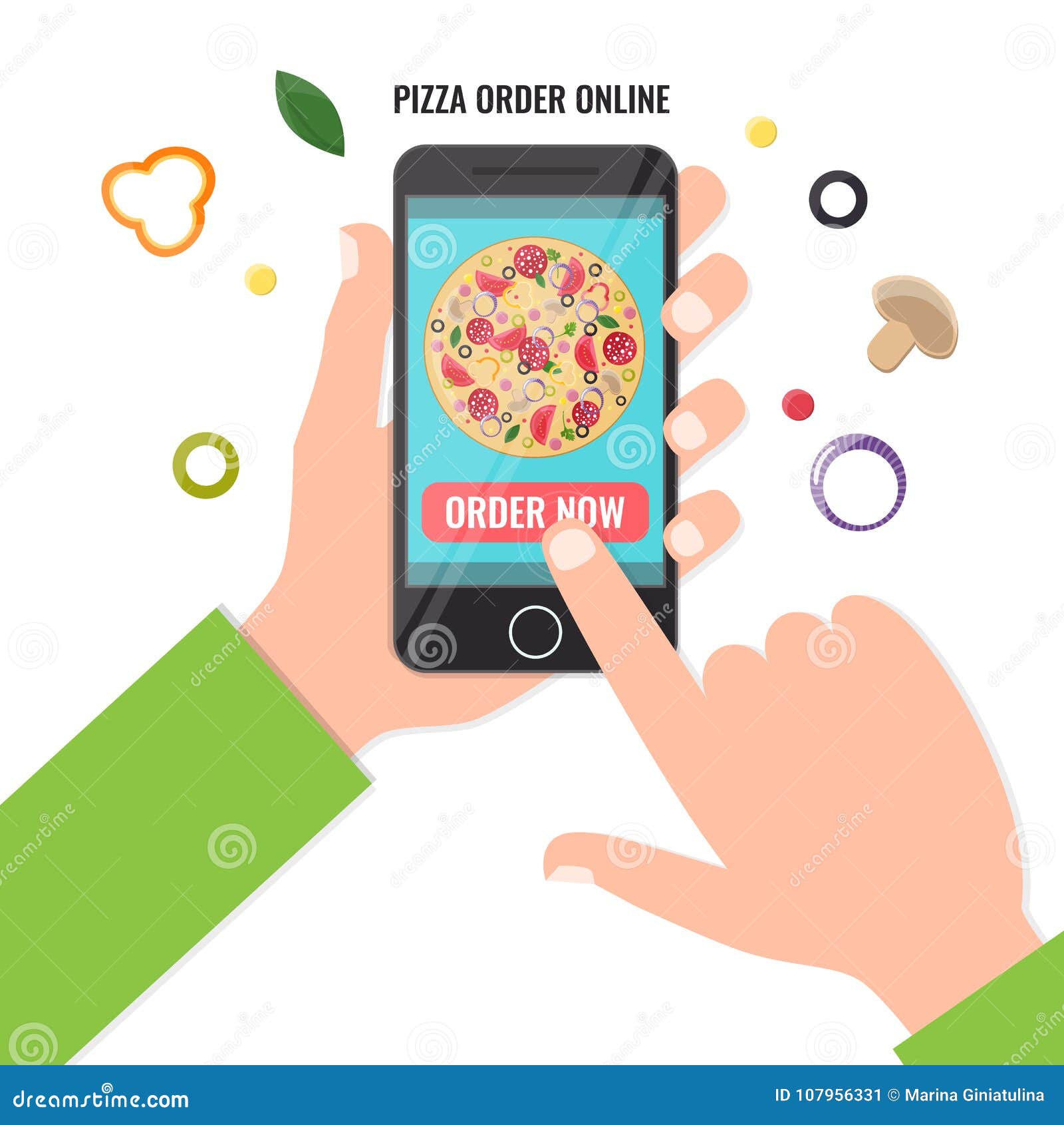 Concept of the Pizza Order Online Service. Stock Vector - Illustration ...