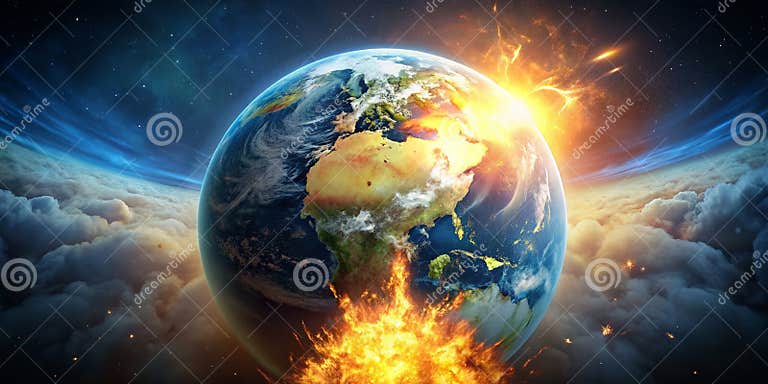 Concept of Planet Earth Exploding from Atomic Bomb Generative AI Stock ...