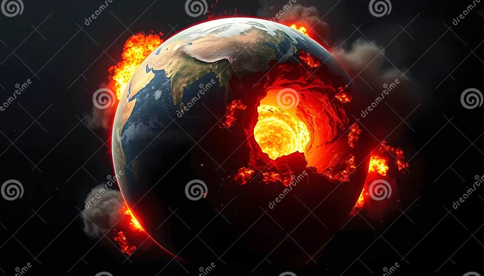 A Concept of Planet Earth Exploding and Visible from Space Generated by ...