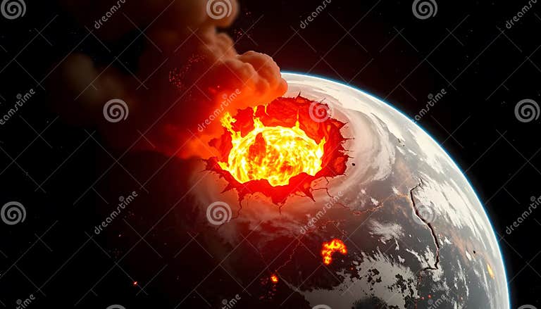 A Concept of Planet Earth Exploding and Visible from Space Generated by ...