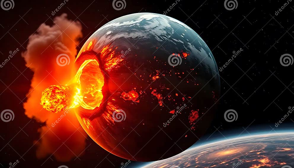 A Concept of Planet Earth Exploding and Visible from Space Generated by ...