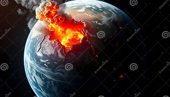 A Concept of Planet Earth Exploding and Visible from Space Generated by ...