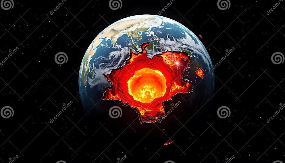 A Concept of Planet Earth Exploding and Visible from Space Generated by ...