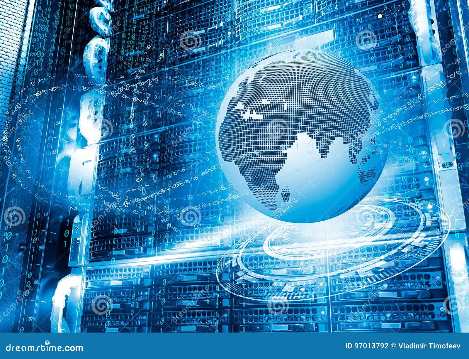 Concept of the Planet Earth Surrounded by Digital Streams of Waves with ...