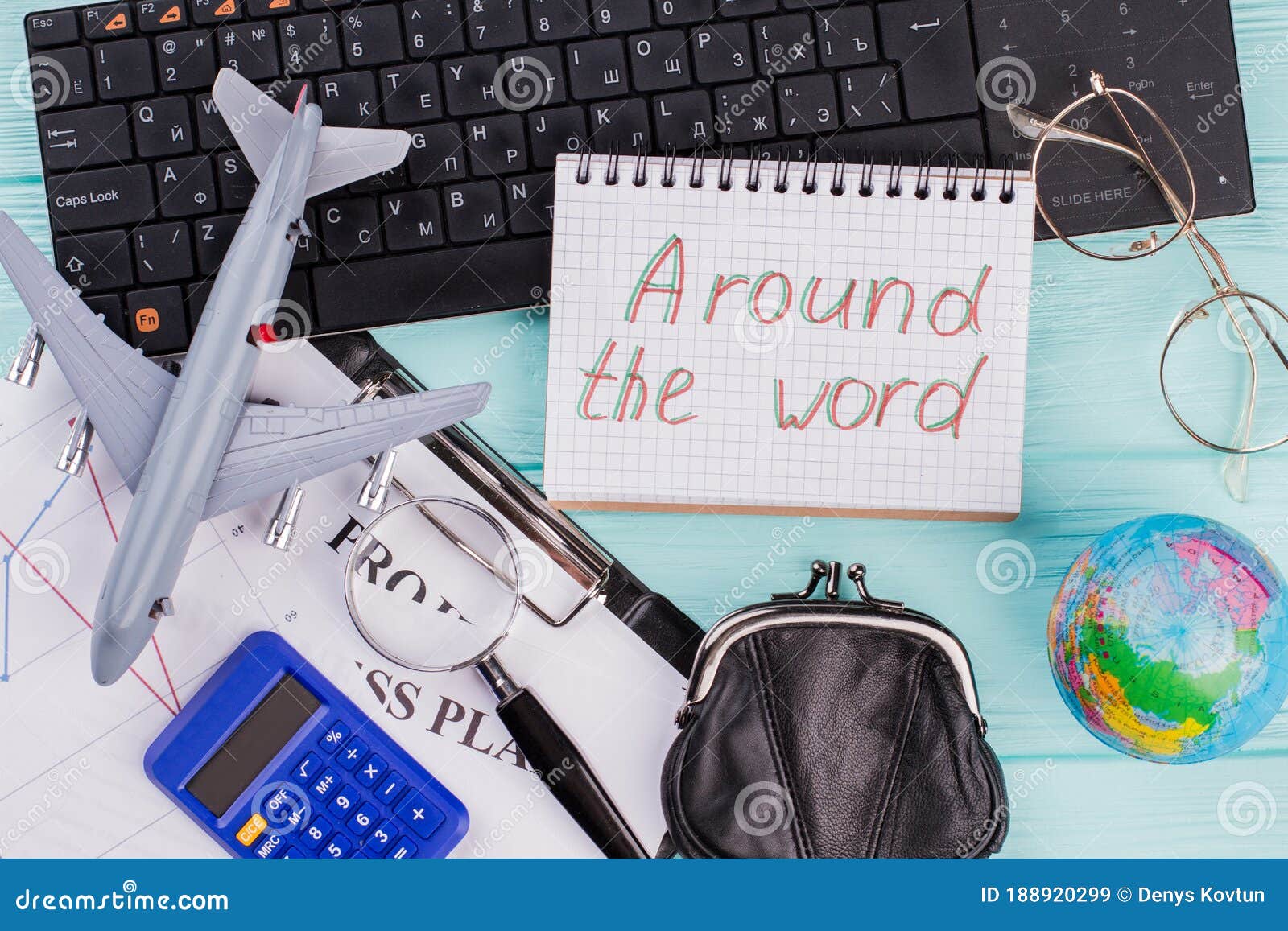 Concept of Planning Vacation - Airplane, Globe, Wallet. Stock Image ...