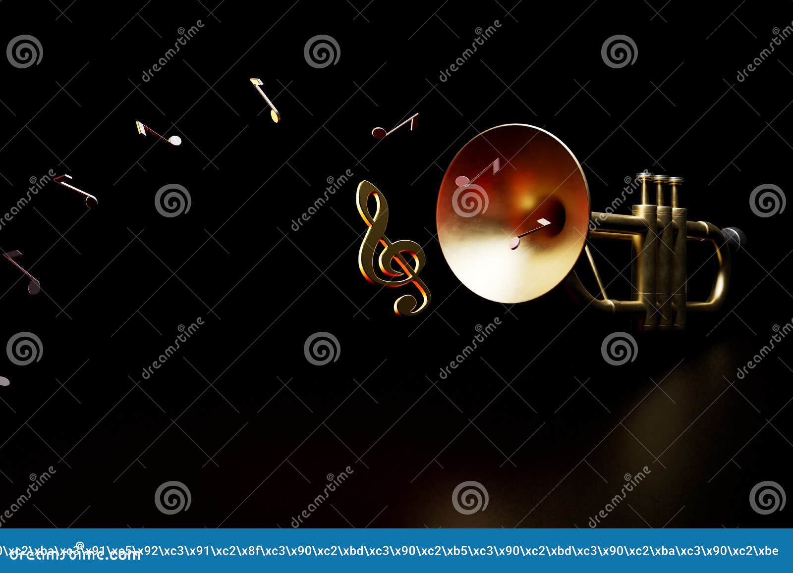 The Concept of Playing the Trumpet. a Pipe from Which Notes Fly Out on ...