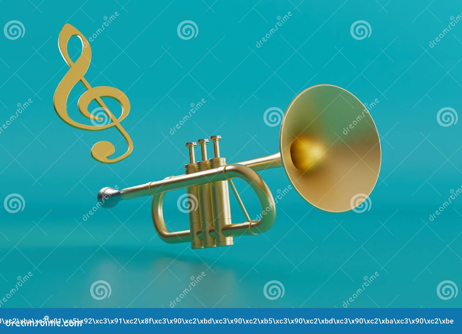 The Concept of Playing the Trumpet. a Pipe from Which Notes Fly Out on ...