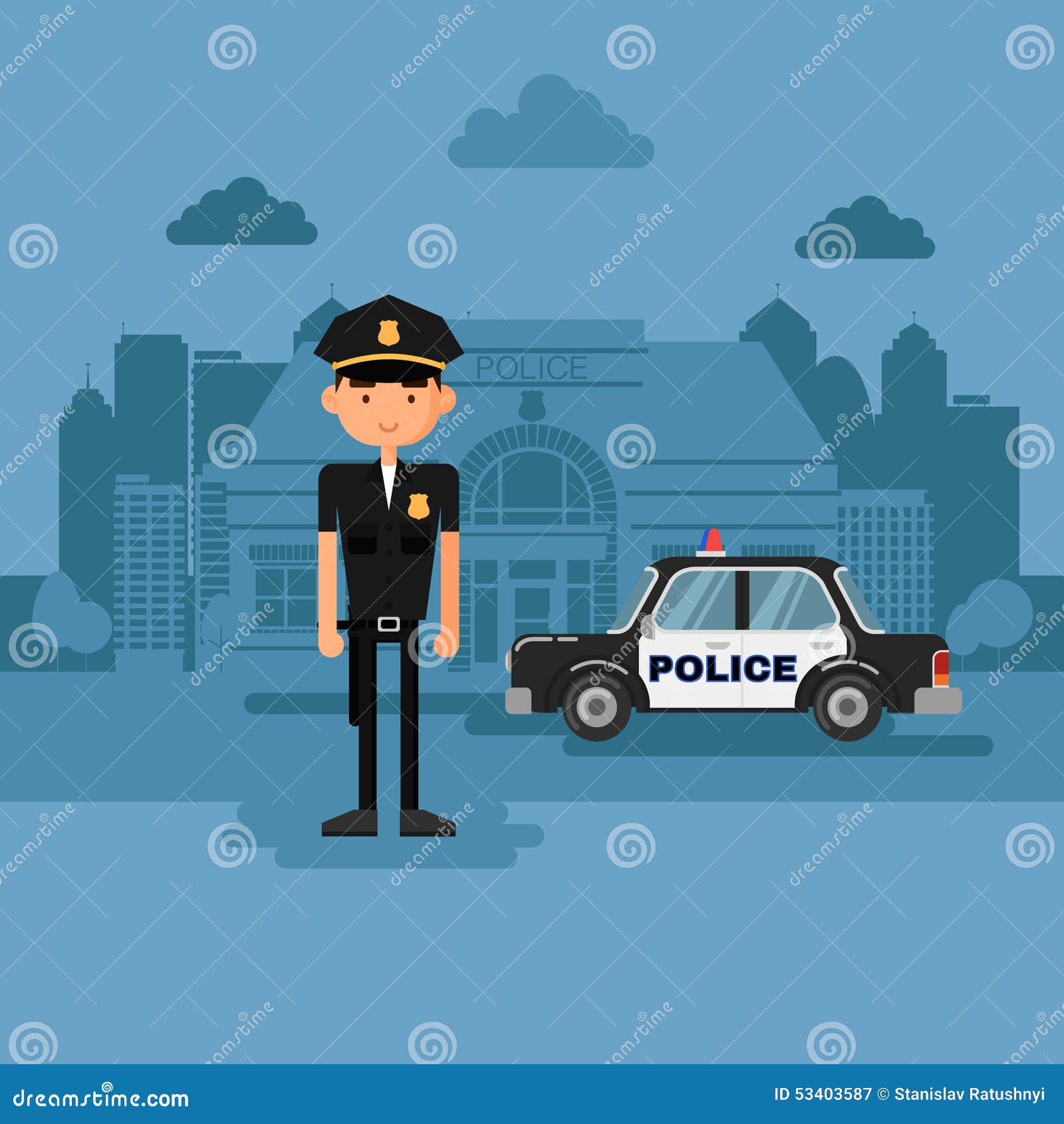 Concept policeman at work stock vector. Illustration of profession ...