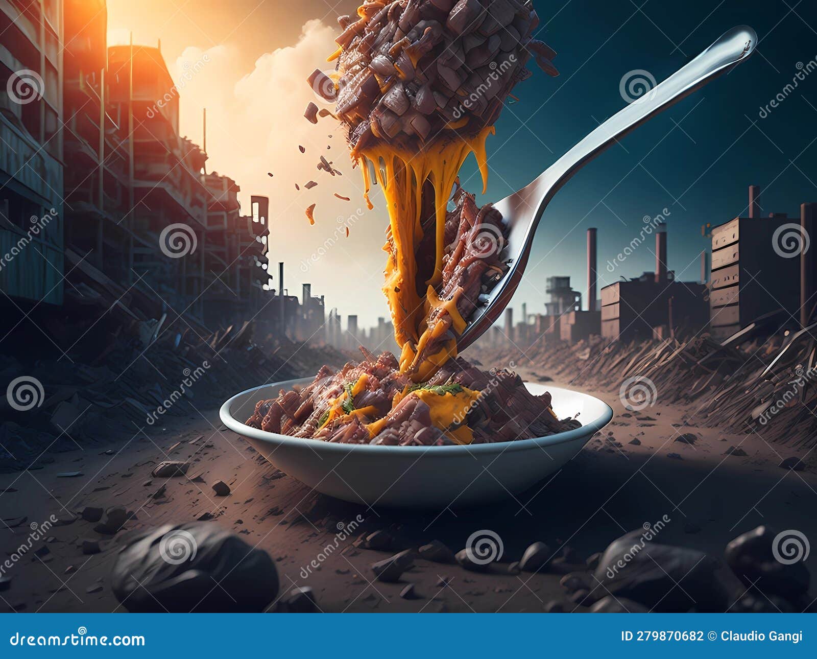 Concept of Pollution and Toxic Pollutants in Food Stock Illustration ...