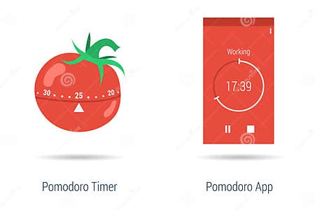 Concept of Pomodoro Timer and App Stock Illustration - Illustration of ...
