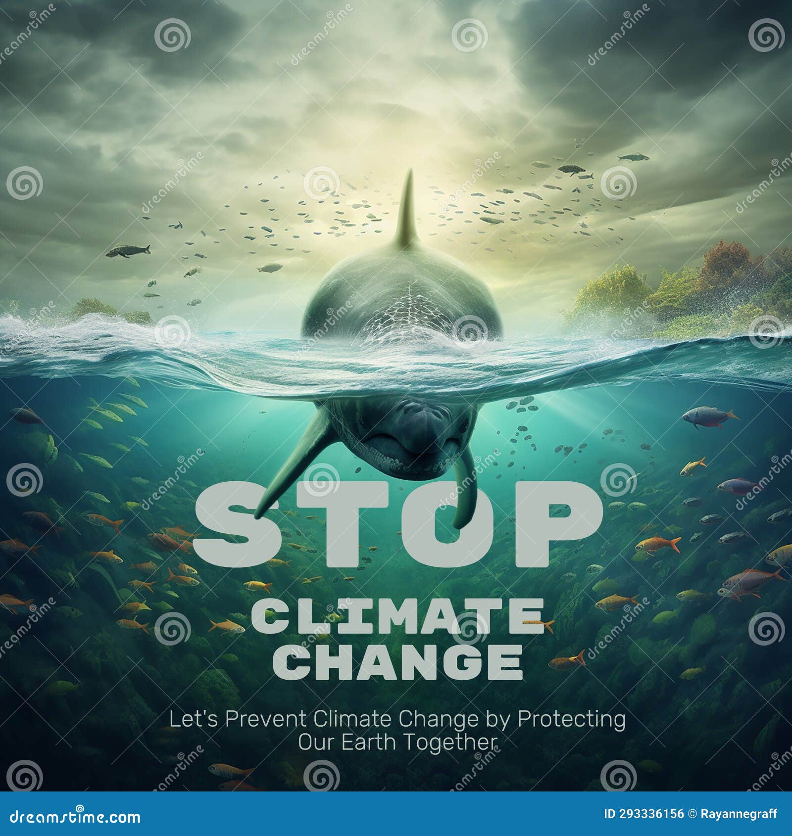 Concept Poster Stop Ocean Plastic Pollution. Stock Illustration ...
