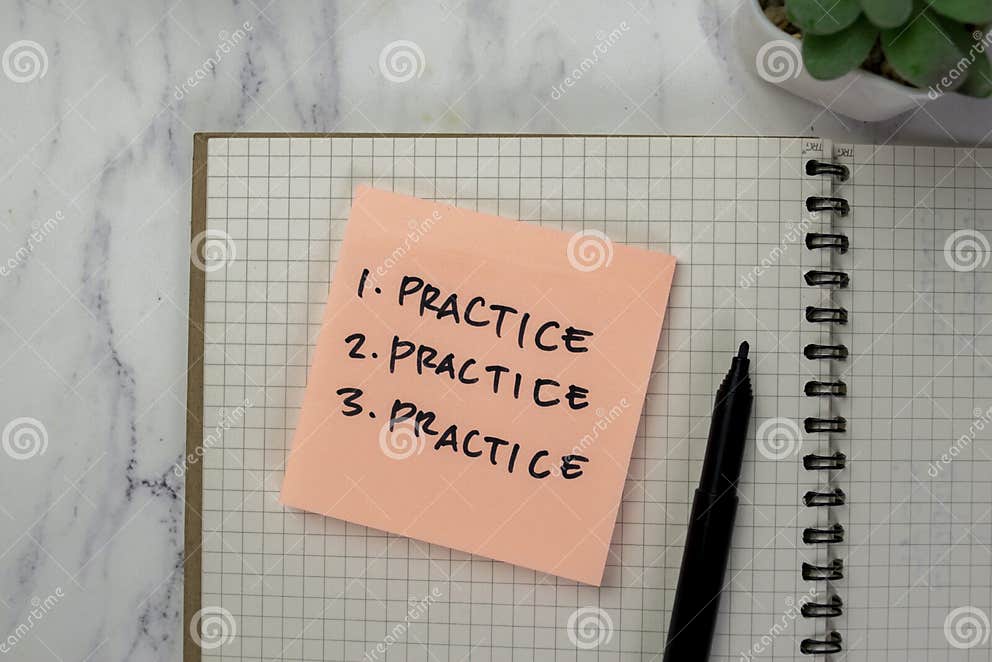 Concept of Practice, Practice, Practice Write on Sticky Notes Isolated ...