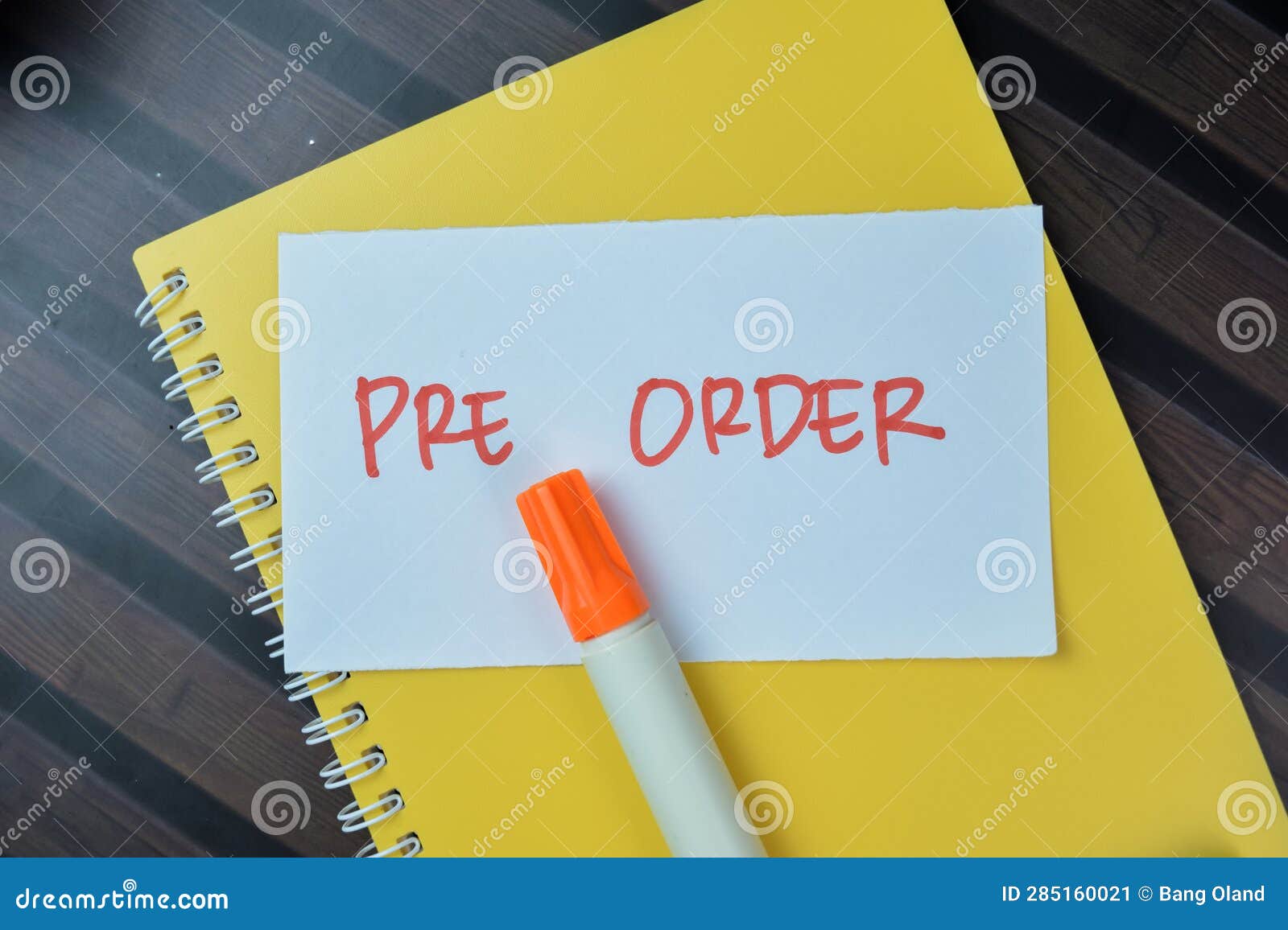 Concept of Pre Order Write on Sticky Notes Isolated on Wooden Table ...