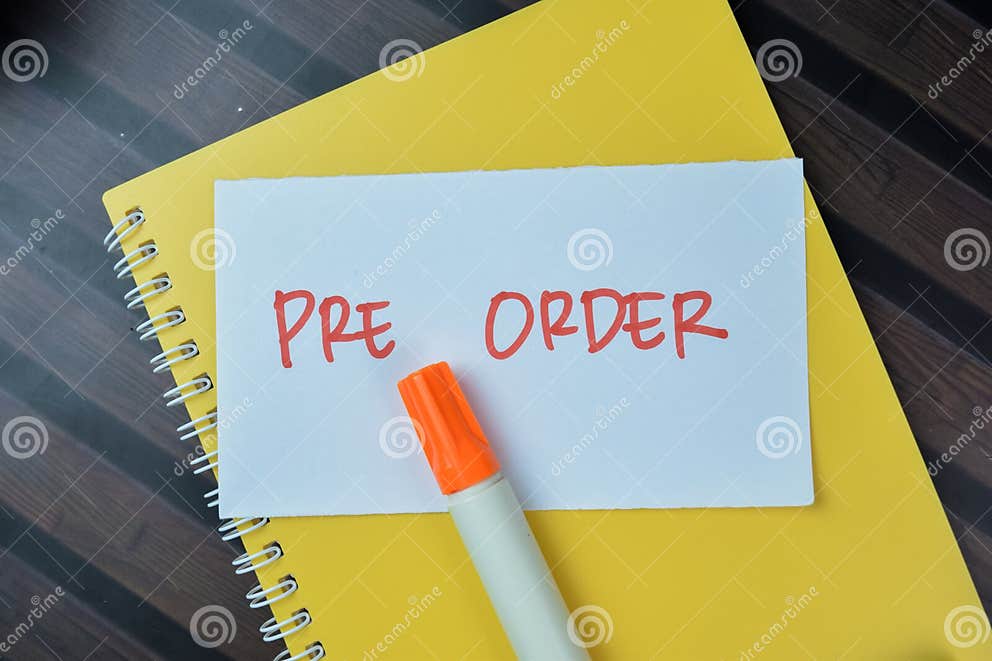Concept of Pre Order Write on Sticky Notes Isolated on Wooden Table ...