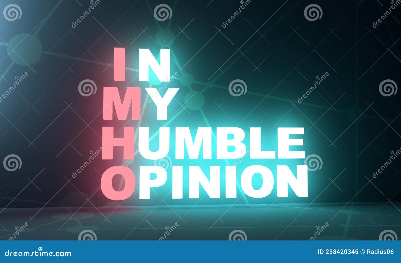 IMHO - in My Humble Opinion Acronym Text. 3D Render Stock Illustration ...