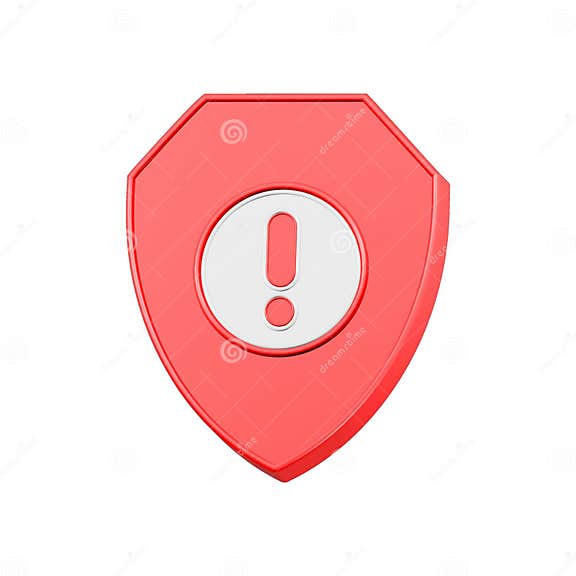 Shield Alert Icon 3d Rendering Red Color Stock Illustration ...