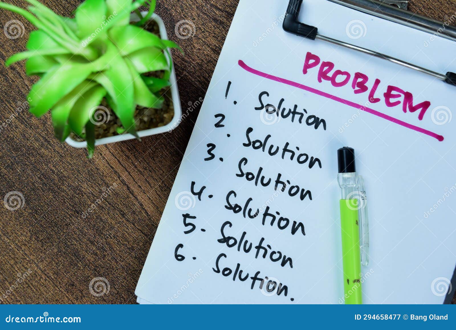 Concept of Problem Write on Paperwork Isolated on Wooden Table Stock ...