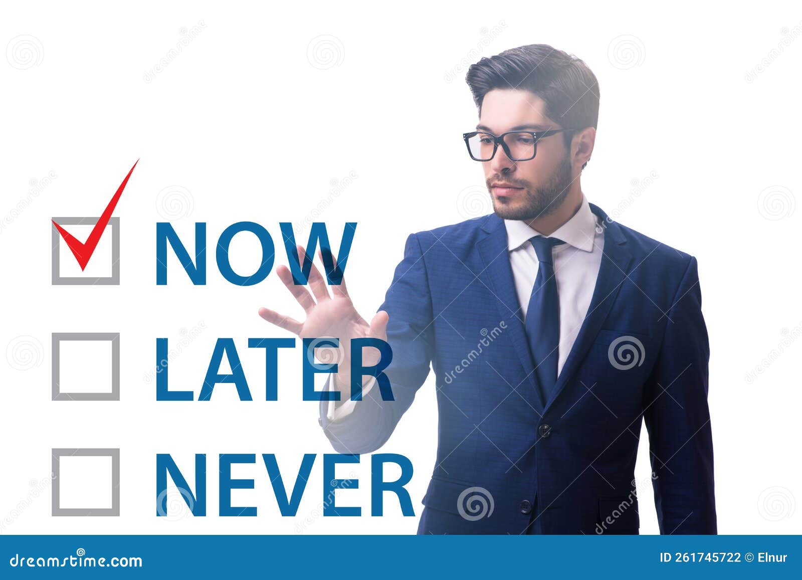 Concept of Procrastination with Now or Later Stock Photo - Image of ...