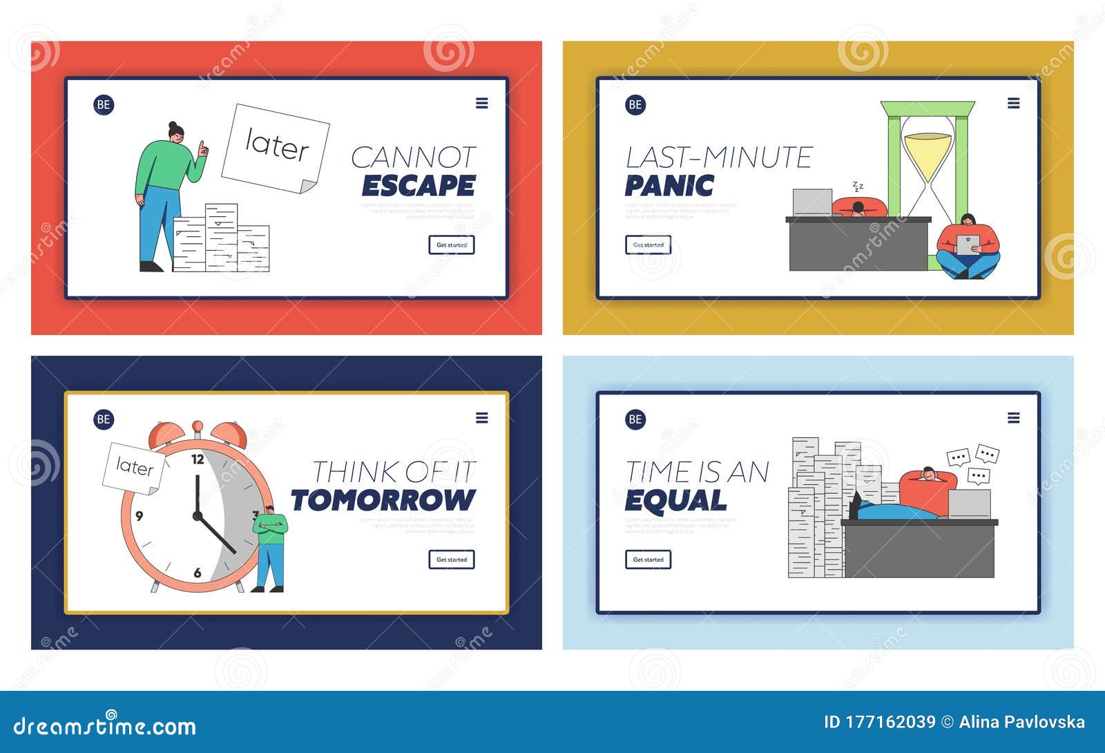 Procrastination And Wasting Time Mobile Website Vector Template ...