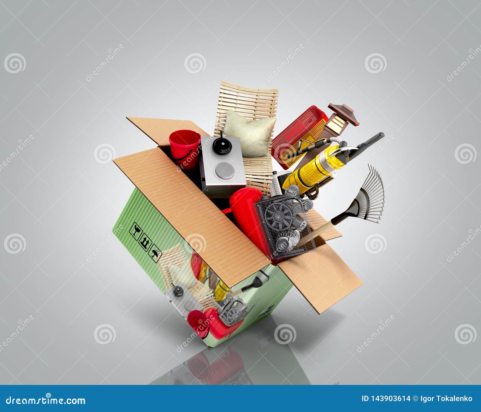 Concept of Product Categories Garden Accessories Fly Out of the Box 3d ...