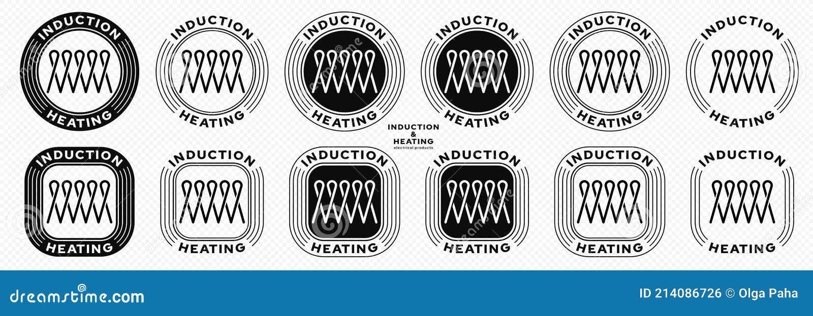 Stamps induction 2 stock vector. Illustration of dishes - 214086726