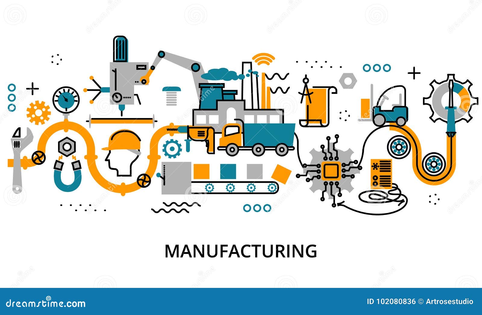 Concept productieproces stock illustratie. Illustration of snijden ...