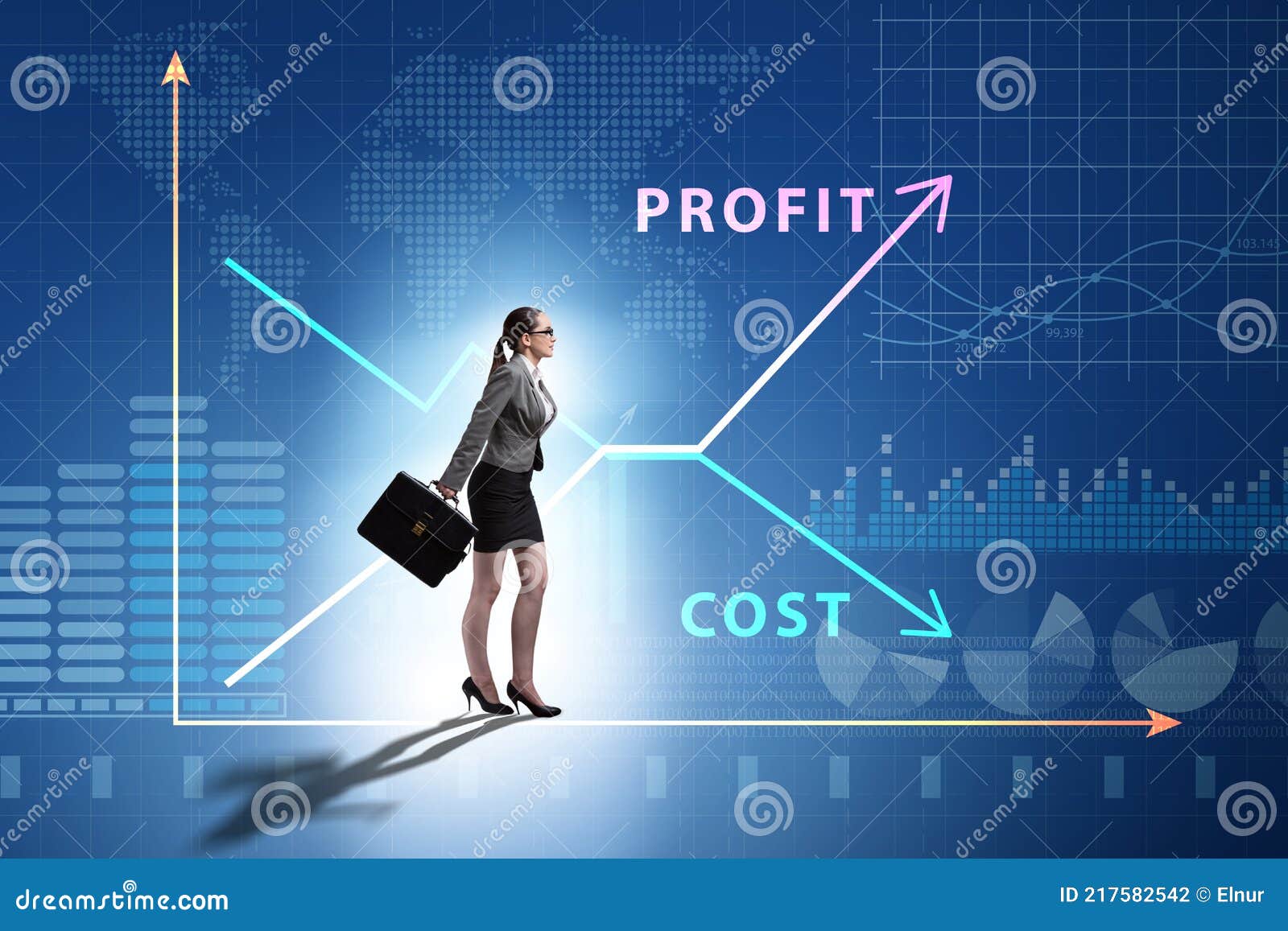 Concept of Proft and Loss with Businesswoman Stock Photo - Image of ...