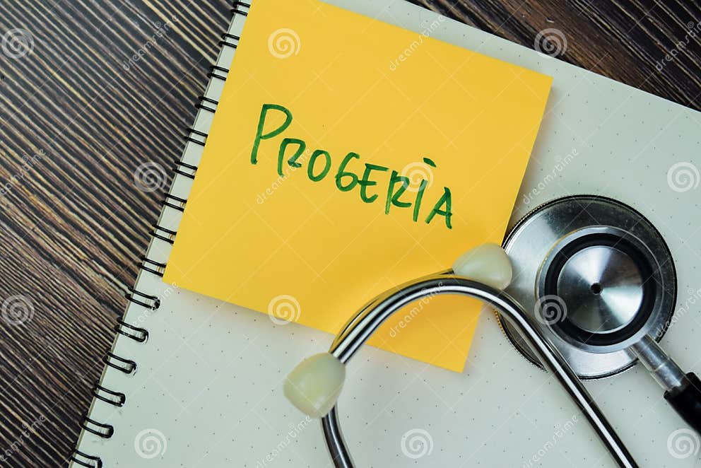 Concept of Progeria Write on Sticky Notes with Stethoscope Isolated on ...