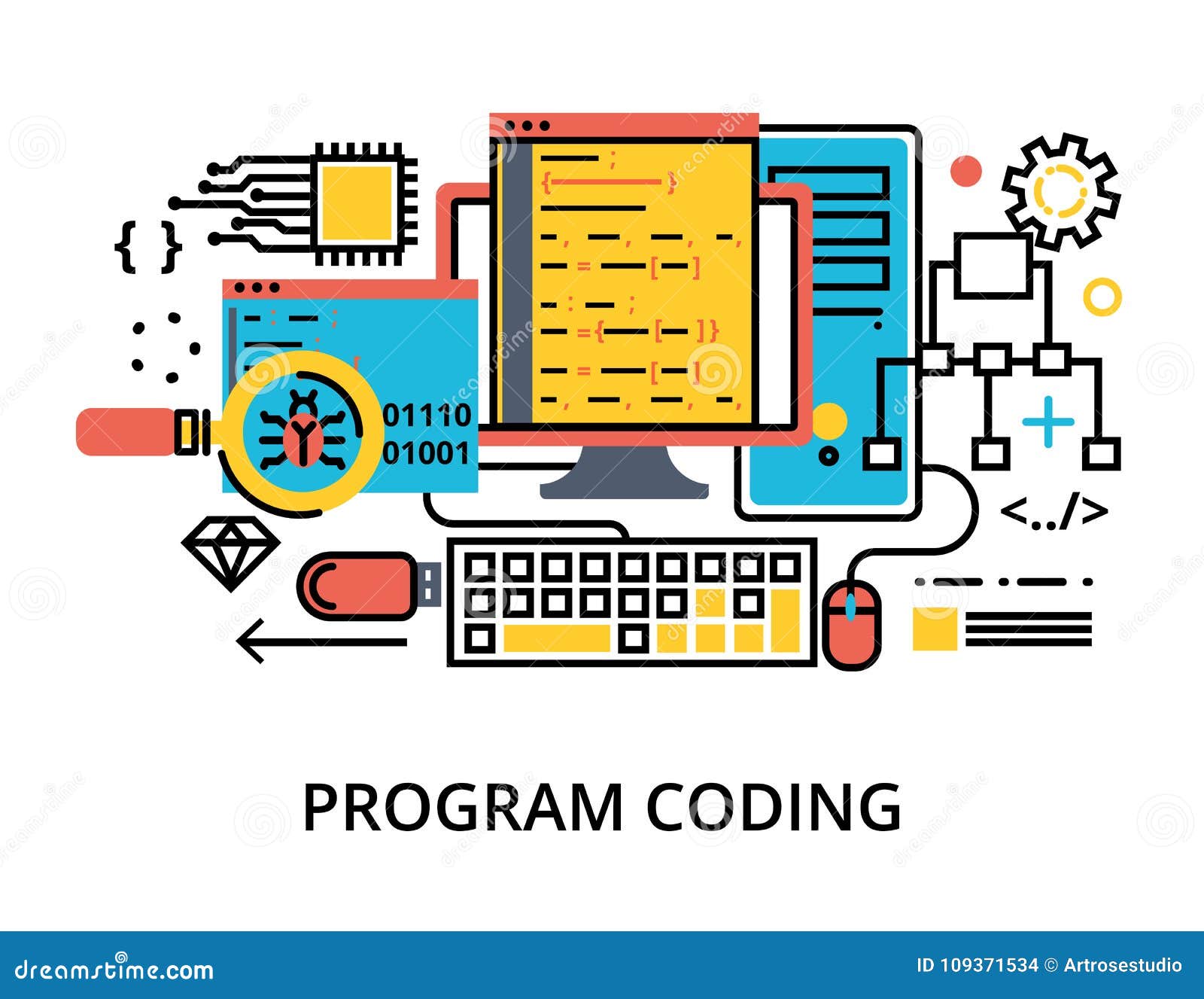 Concept Of Programming Development Software And Coding Stock Vector