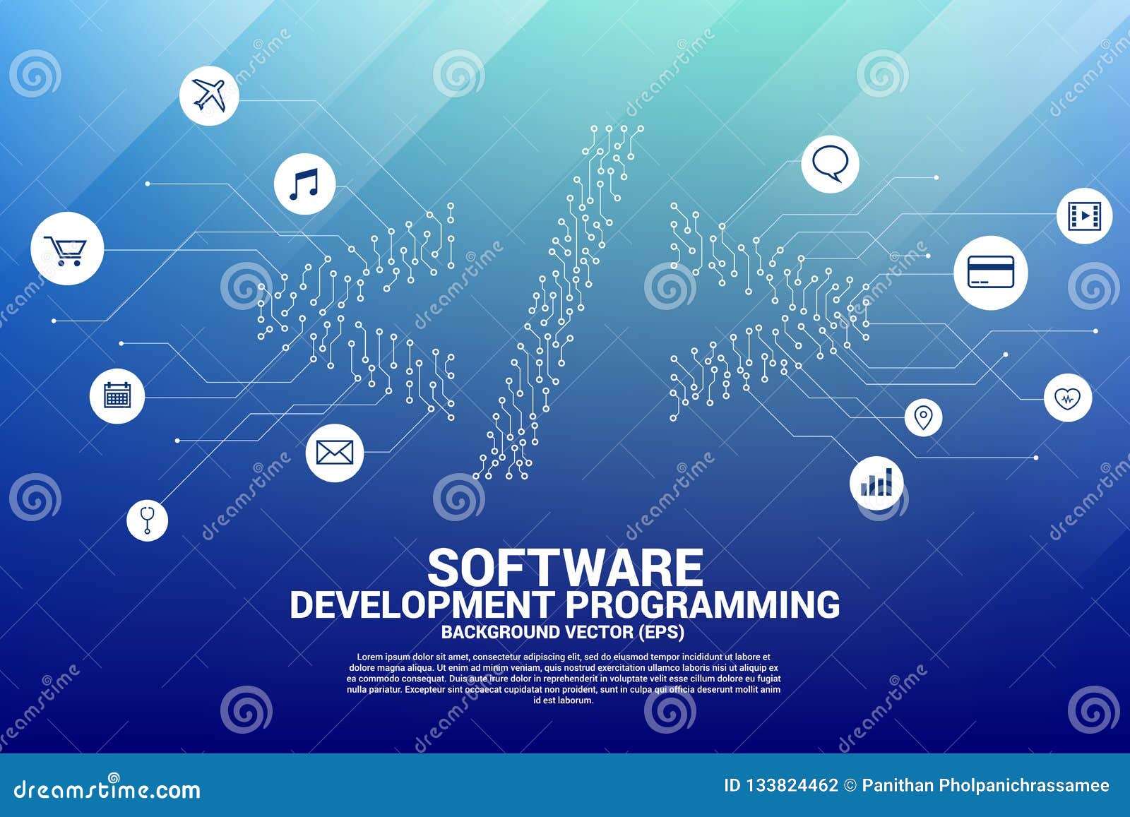 Vector Dot Connect Line Circuit Board Style Software Development Programming Tag Icon. Stock ...