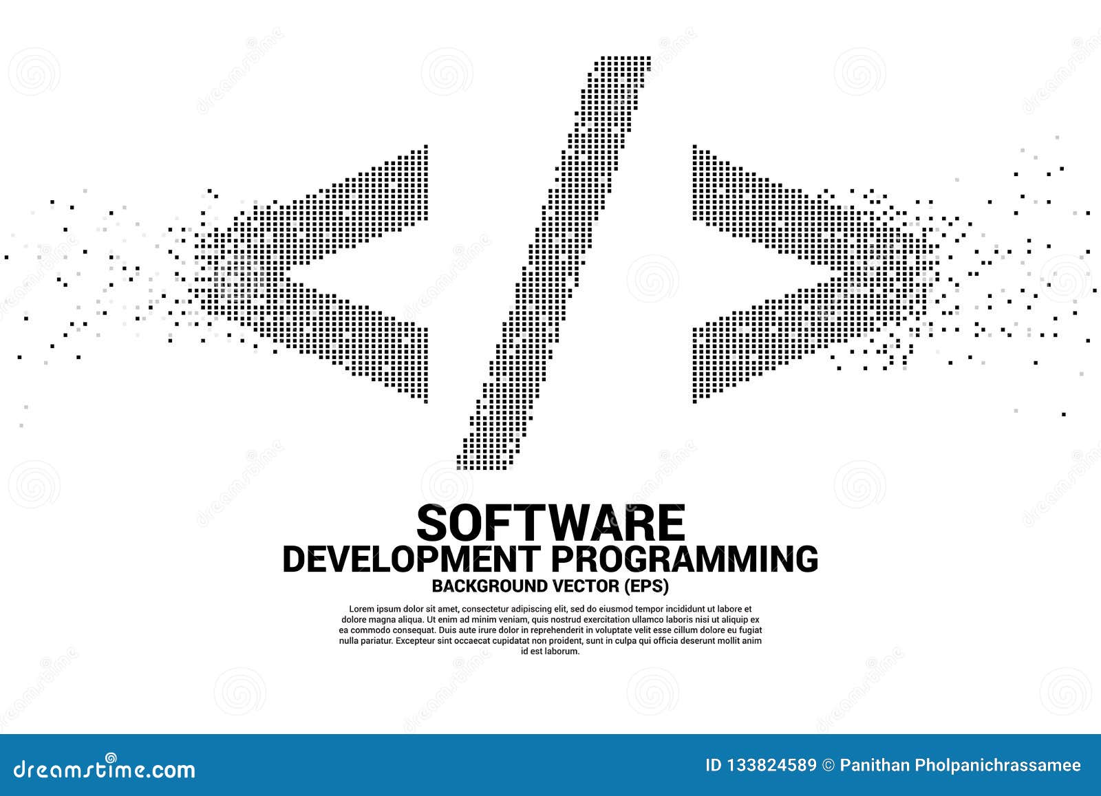 Vector Software Development Programming Tag Icon with Square Dot Pixel ...
