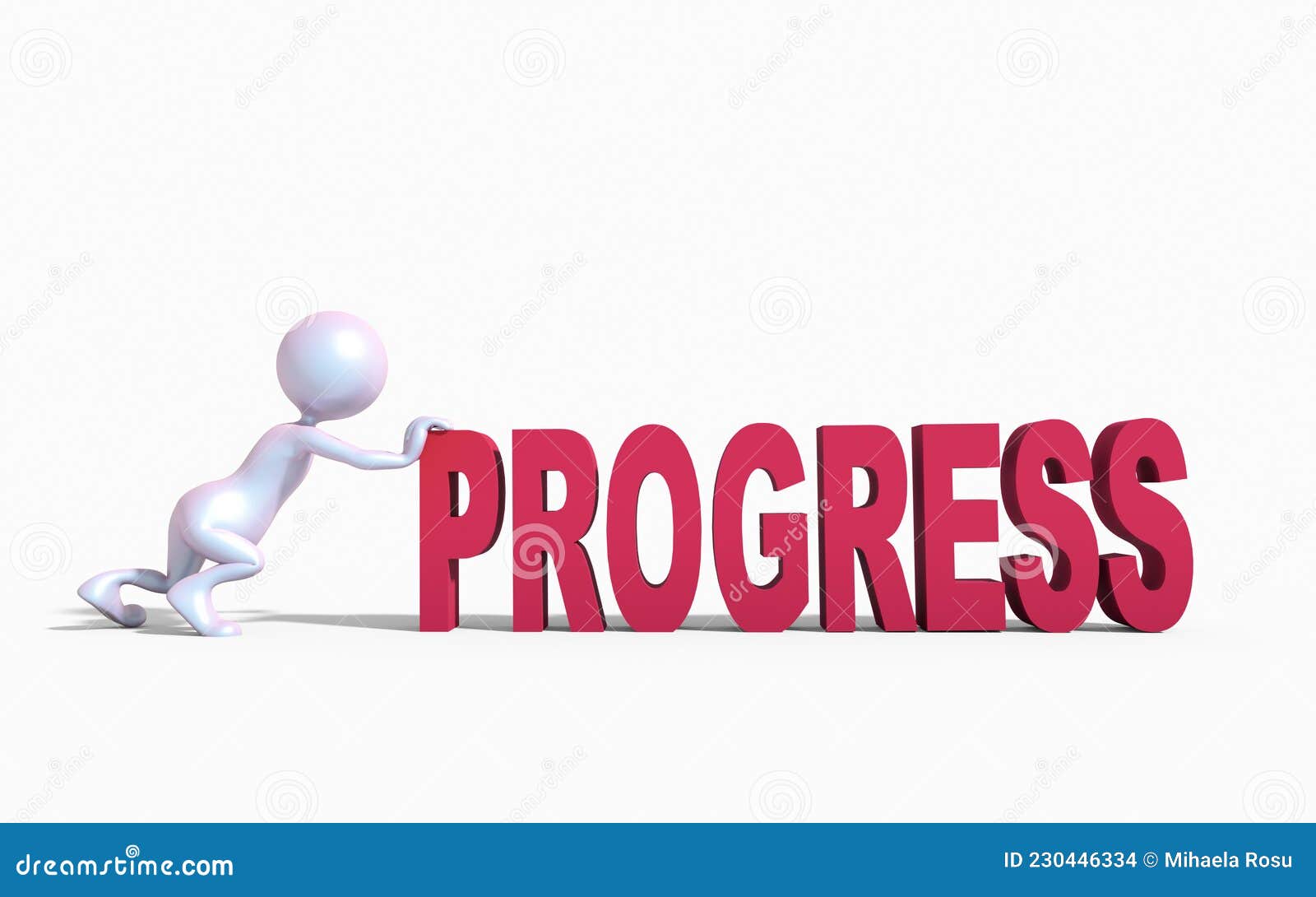 The Concept of Progress. the Person Who Pushes the Word Progress Stock ...
