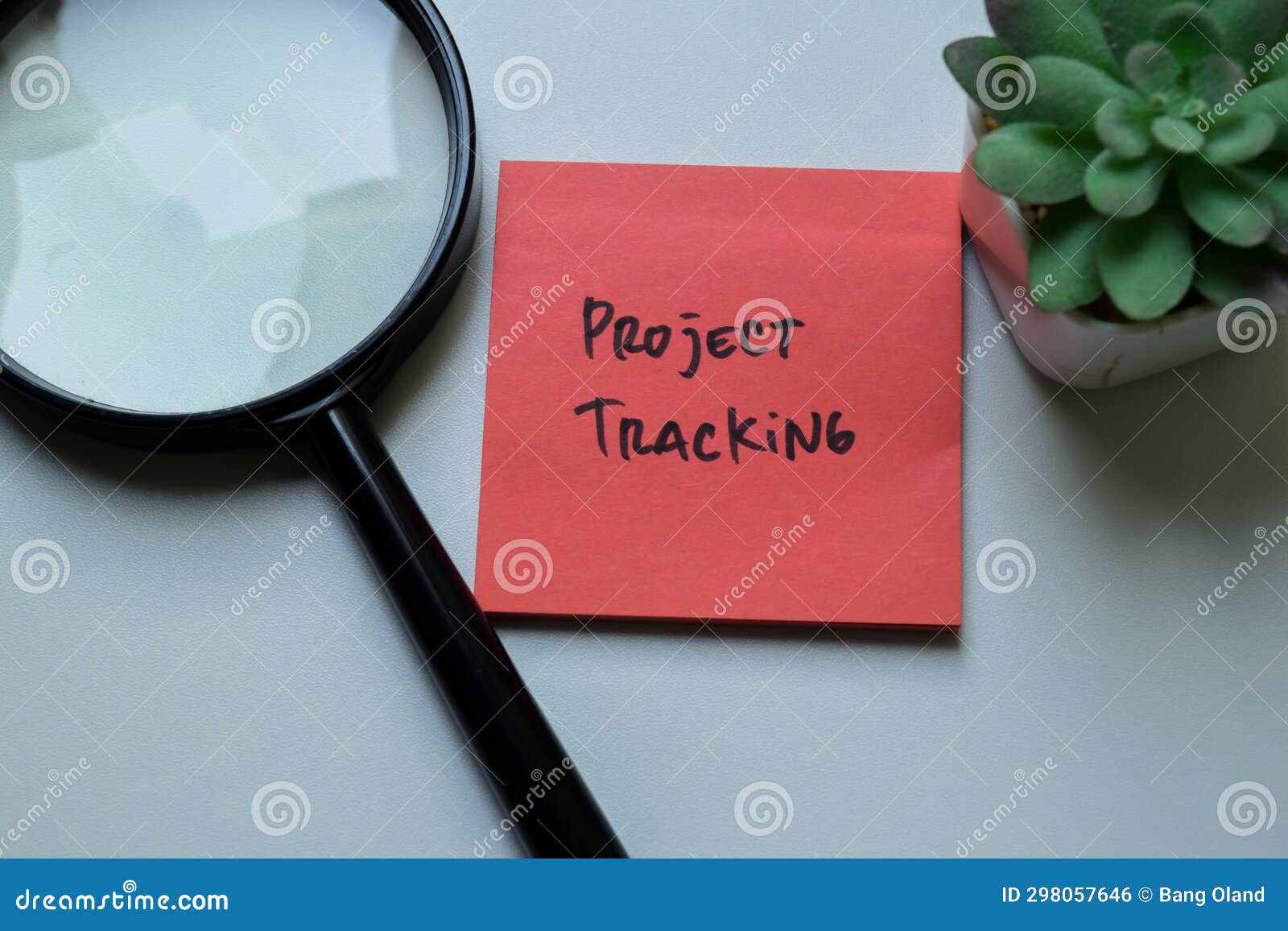 Concept of Project Tracking Write on Sticky Notes Isolated on Wooden ...